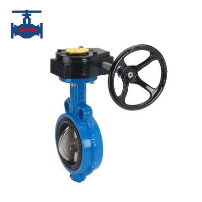 Two Way Flow Worm Gear Actuator Driven Wafer Type Butterfly Valve With ...